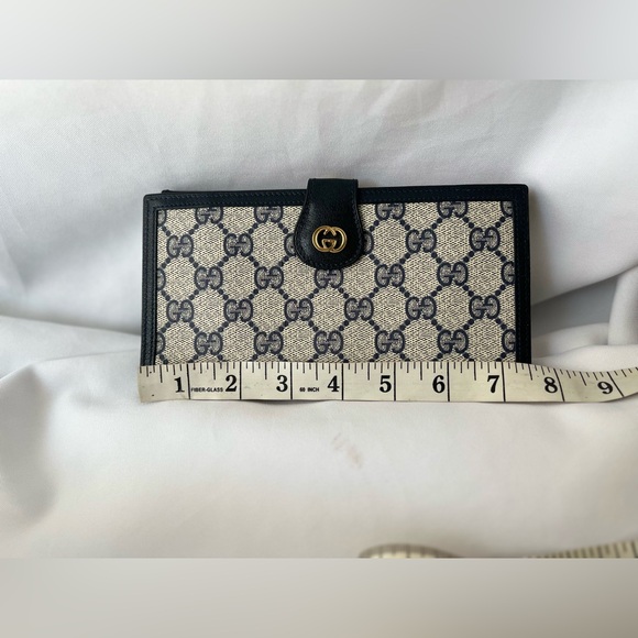 Gucci | Bags | Gucci Vintage Accessory Collection Navy Monogram Leather ...